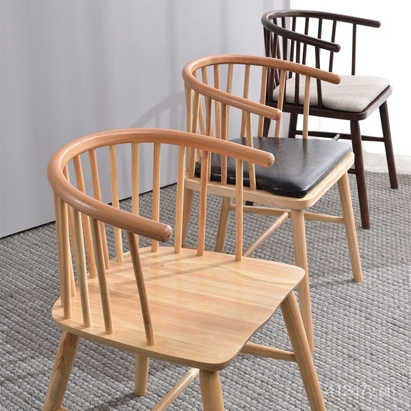 7T Solid Wood Dining Chair Modern Windsor Princess Chair Armrest ...
