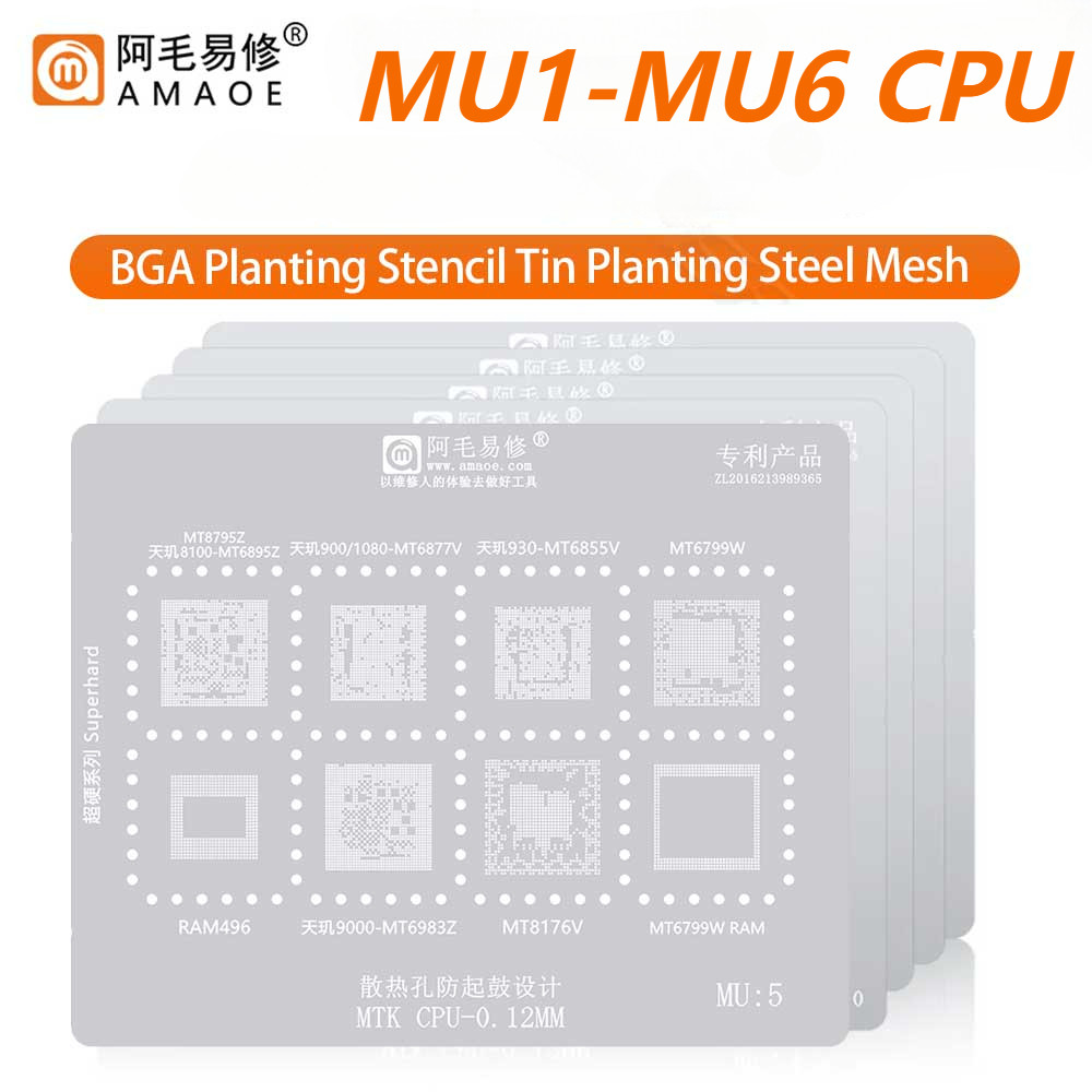 Amaoe MU 1 2 3 4 5 6 BGA Reballing Stencil FOR MTK MT CPU IC MT6795W/6797W/6595/6750/6735/6589 ...