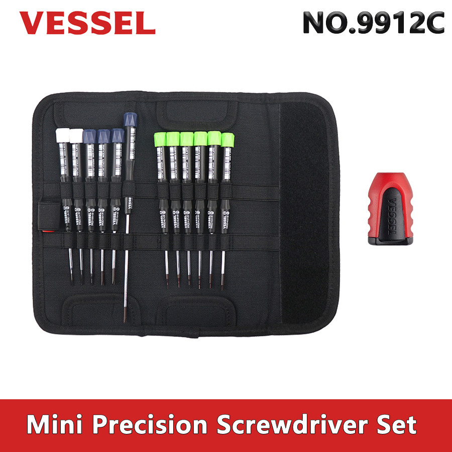 VESSEL 12Pcs Mini Precision Screwdriver Set for Phillips Slotted Hex ...