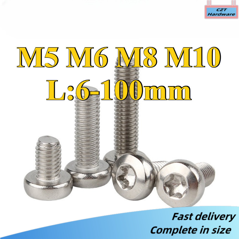 SUS304 Security Torx Bolt / Anti Theft Bolt Torx Round Head M5/M6/M8/M10 * L6-100mm (DM-CZT-1 ...