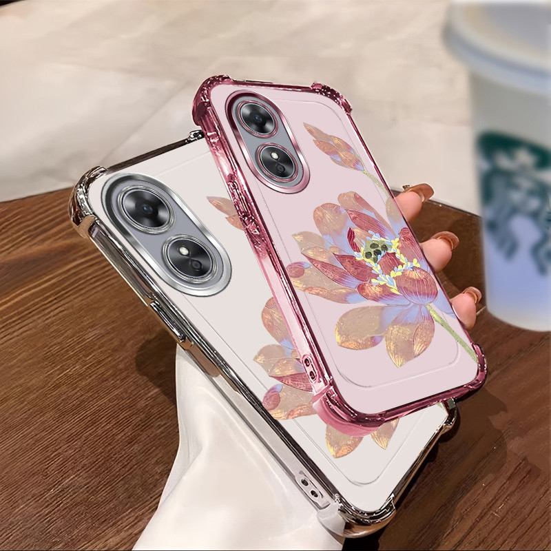 Case For OPPO A17 A17K A97 5G phone case 2025 golden lotus new design ...