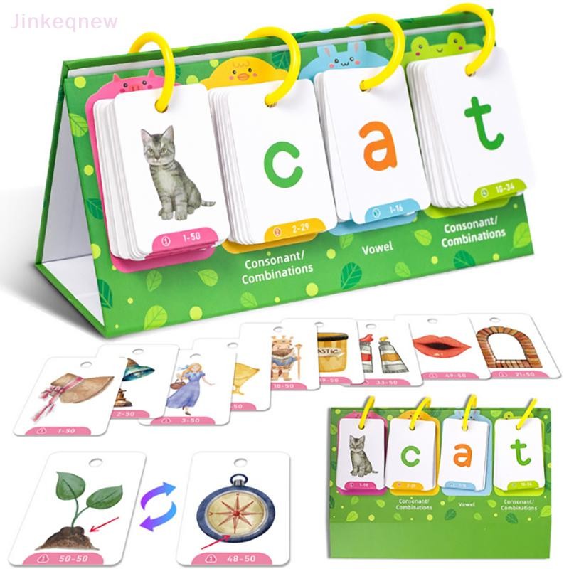 JIN Kids CVC Words Flashcards Phonics Flip Chart Word Builder Sight ...