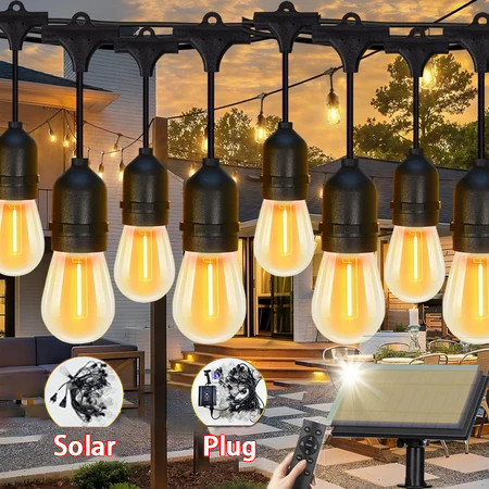 S14 Solar String Lights Outdoor Waterproof LED String Lights Patio ...