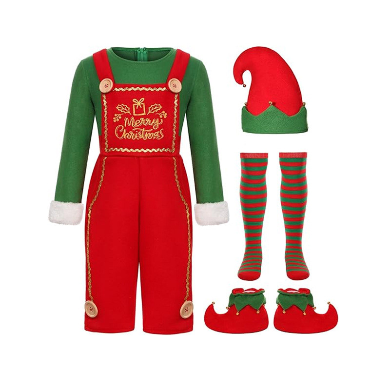 Green Elf Costume For Kids Boy Girl Adult 5pcs Set Character Cosplay ...