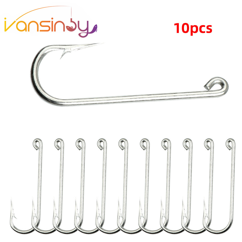 10pcs Fishing Hooks Stainless Steel Round Haddock Hooks | Shopee ...