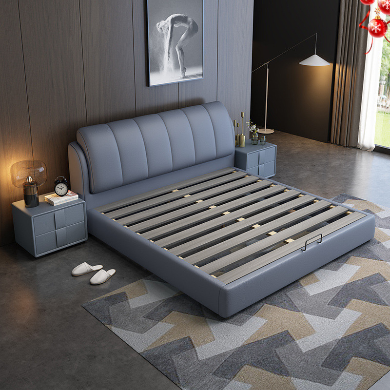 Cream Style Fabric Bed Suspension Bed Cloud Puff Bed Modern Minimalist ...