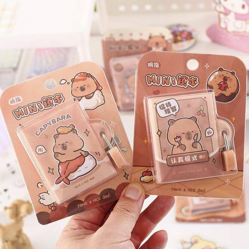 4 styles Cartoon Capybara Notebook With Lock Diary Notebooks Diaries ...