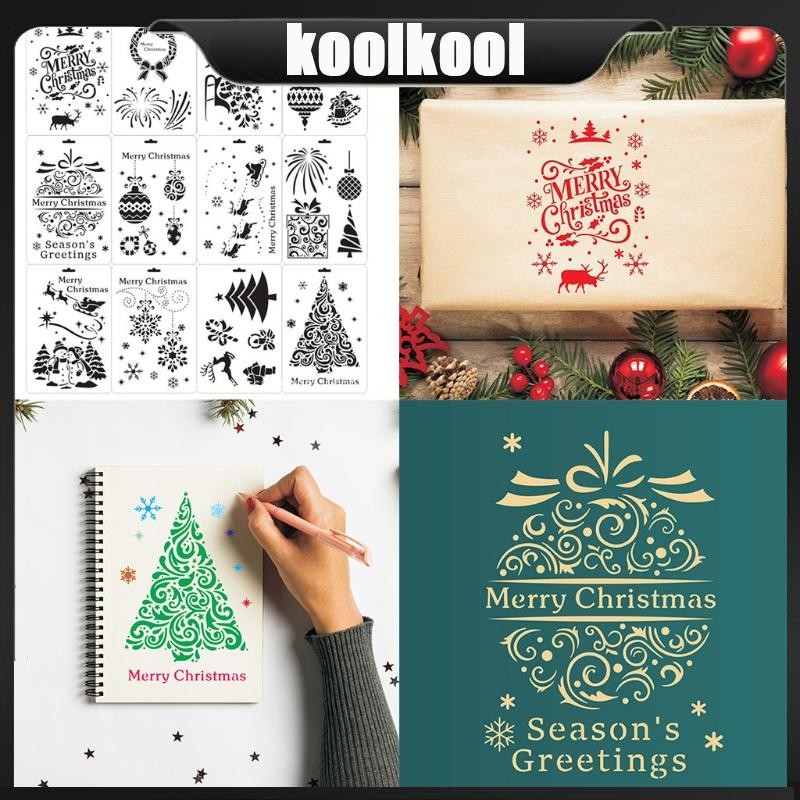 Kool 12 Pieces Christmas Painting Templates Drawing Stencil for ...