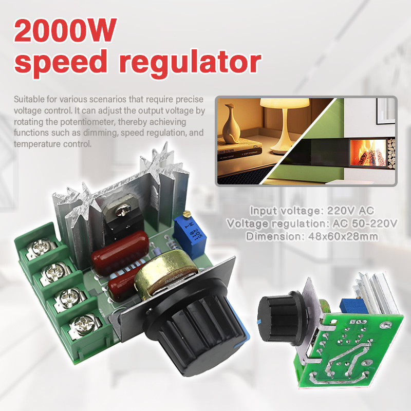 AC 220V 2000W SCR Voltage Motor Speed Controller Thermostat Electronic ...