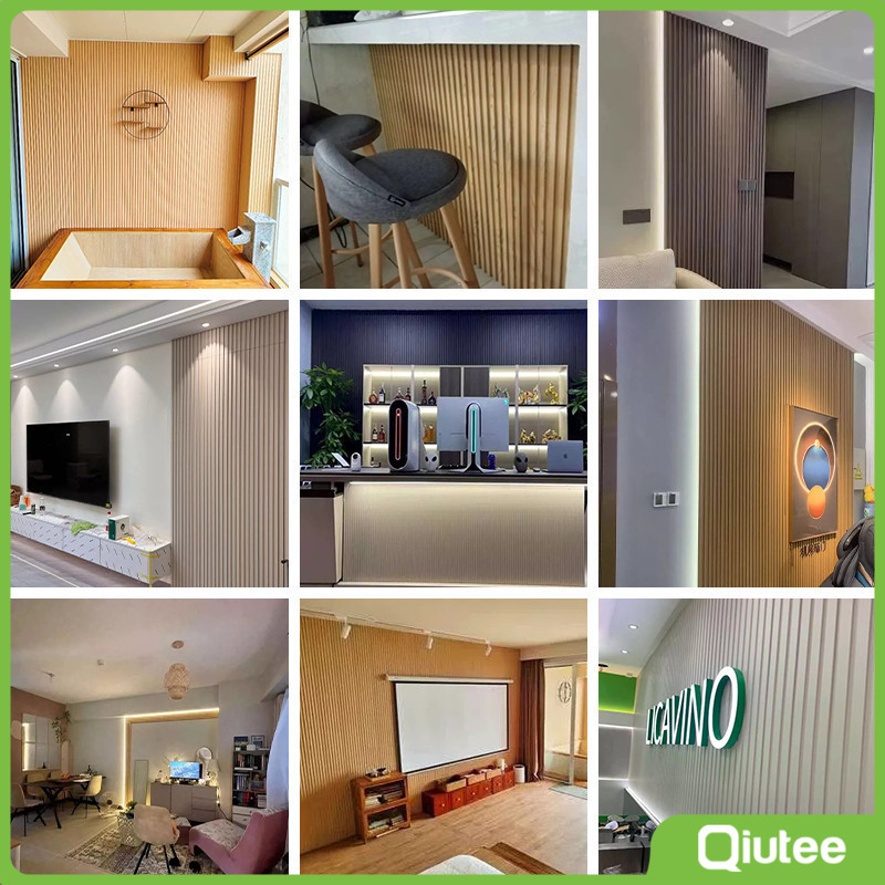 WPC Fluted Wall Panel Sticker Waterproof Grille Design Ecological Board ...