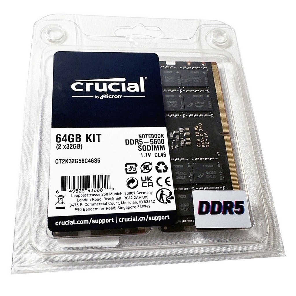 Crucial 64GB (2x32GB) DDR5 5600MHz 262-Pin SO-DIMM RAM Laptop Memory ...