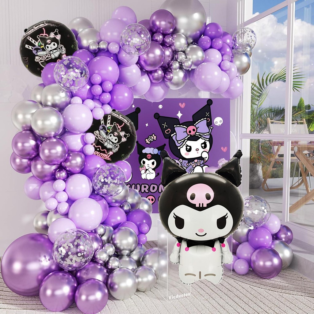 Purple Kuromi Theme Purple and Silver Balloon Arch Kit Metallic ...
