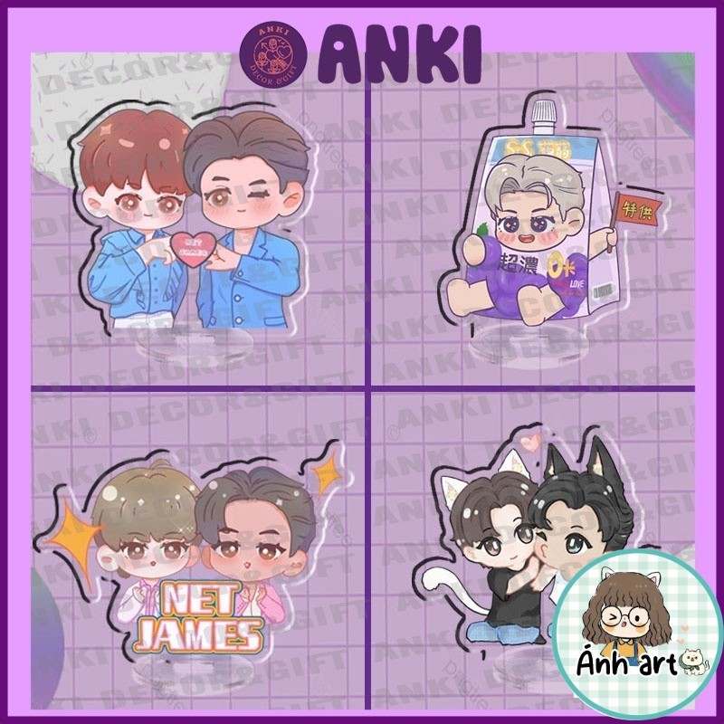 Cute NETJAMES chibi standee, mica standee OTP doublebag, birthday gift ...