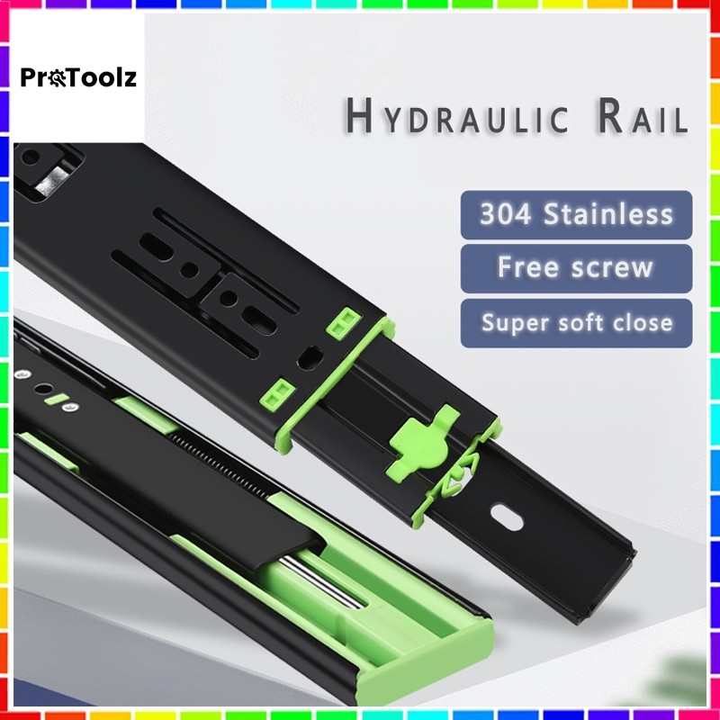 1Pair（2pcs）Hydraulic soft close Drawer guide Full Extension Ball ...