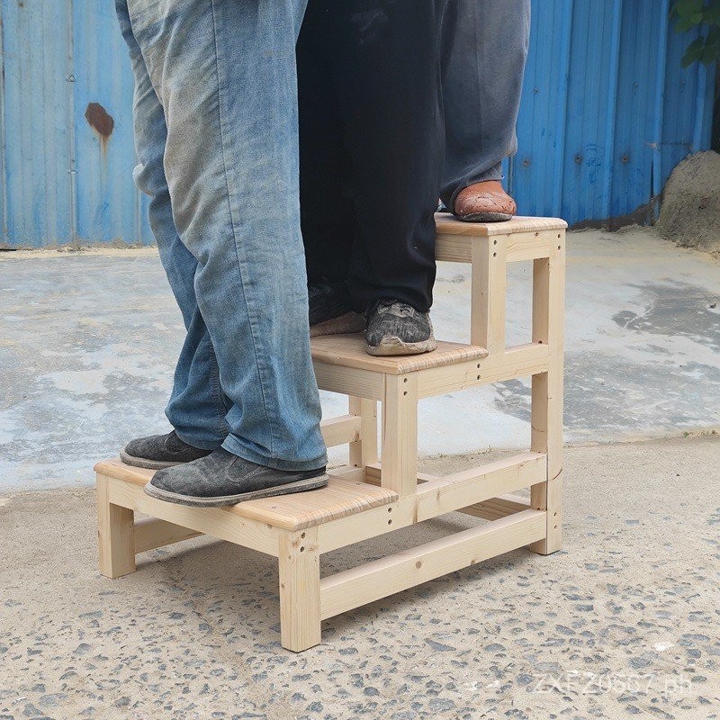 Solid Wood Movable Household Wooden Ladder Stairs Small Ladder Climbing ...