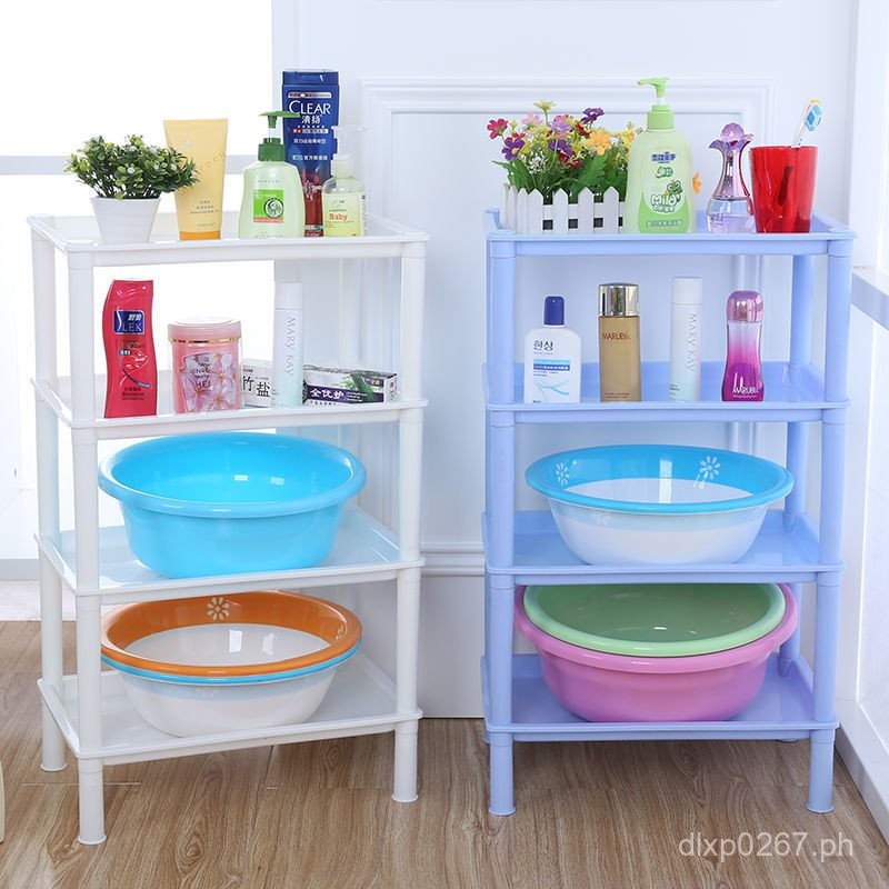 Bathroom Floor-Standing Plastic Multi-Layer Basin Rack Storage Washroom ...