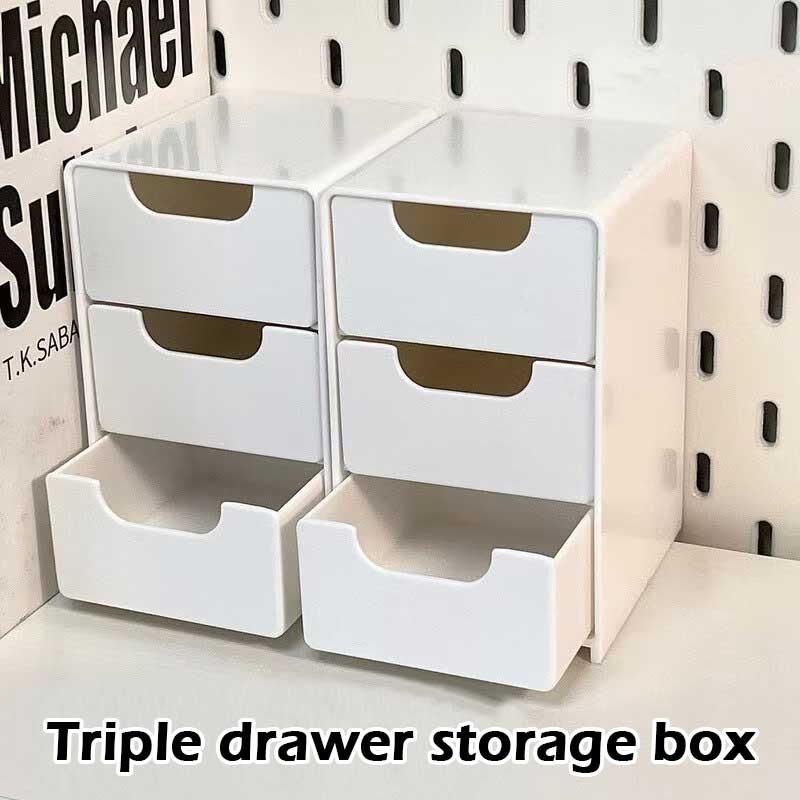Jewelry Stationery Sundries Storage Box 3-Layer Drawer Desktop Mini ...