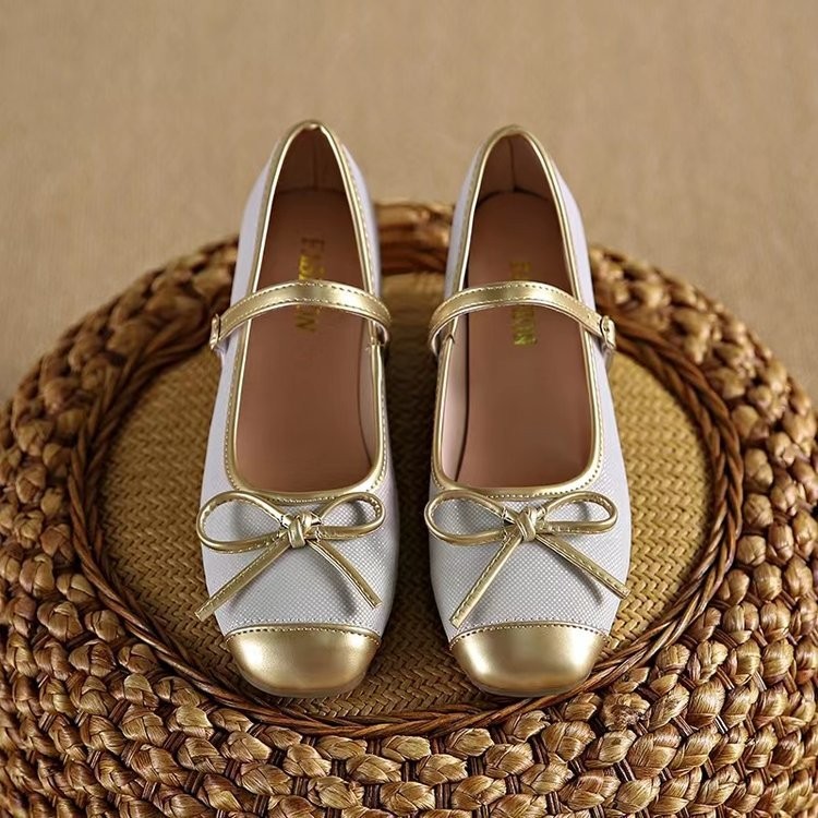 Invisible Inner Heightening 5CM Single Shoes French Golden Ballet Style ...