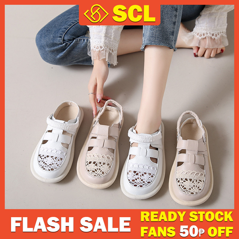 SCL Forest-Style Lace Breathable Round Toe Women's Shoes Artistic ...