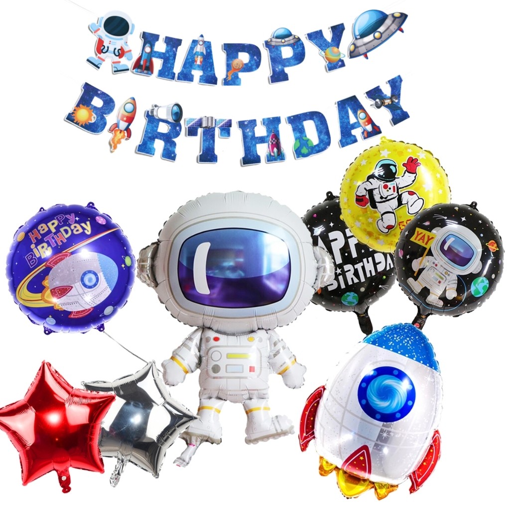 5pcs Astronaut Foil Balloon Space Theme Party Supplies Star Rocket ...