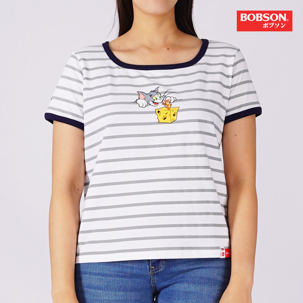 Bobson Japanese X Tom and Jerry Ladies Basic Tees Boxy Fit 163276 (White) | Shopee Philippines
