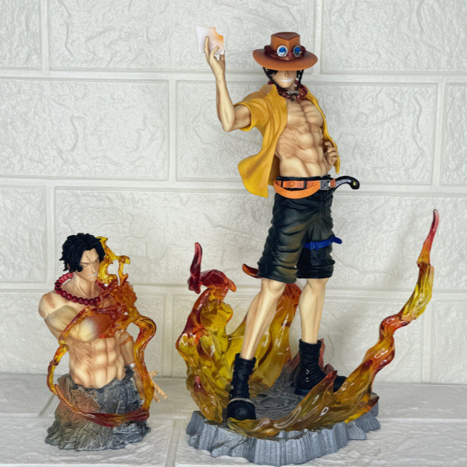 One Piece GK Flame Ace Bust Statue Standing Model Anime Figure ...