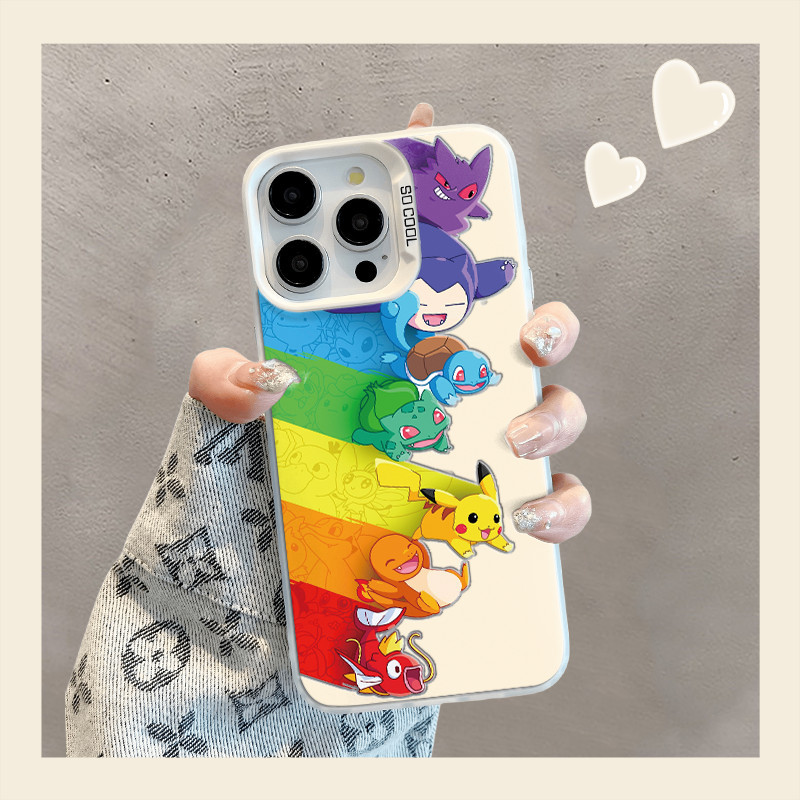 Rainbow Pokemon Casing for iPhone 16 15 14 13 12 11 Pro Plus Max X XR ...