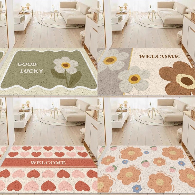Small Fresh Flower Silk Hoop Carpet Ins Style Entry Door Dust-removing ...
