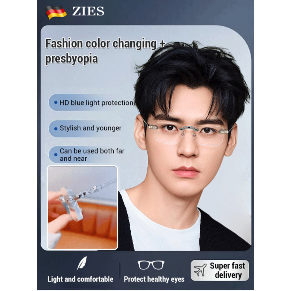 Intelligent, color-changing, ultra-clear, rimless presbyopia, zoom ...