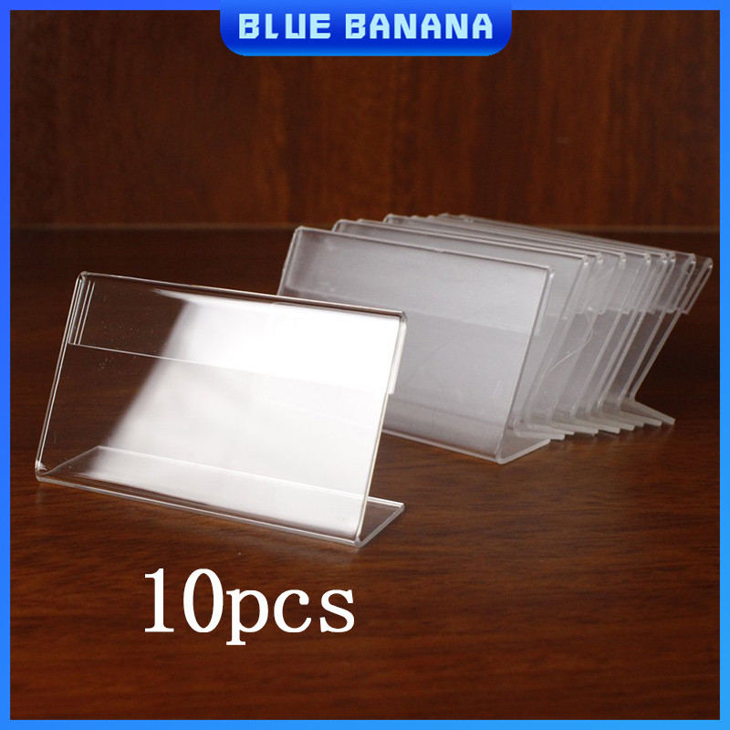 10Pcs 9*6cm Acrylic Desktop Price Label Display Holder L-shape Clear ...