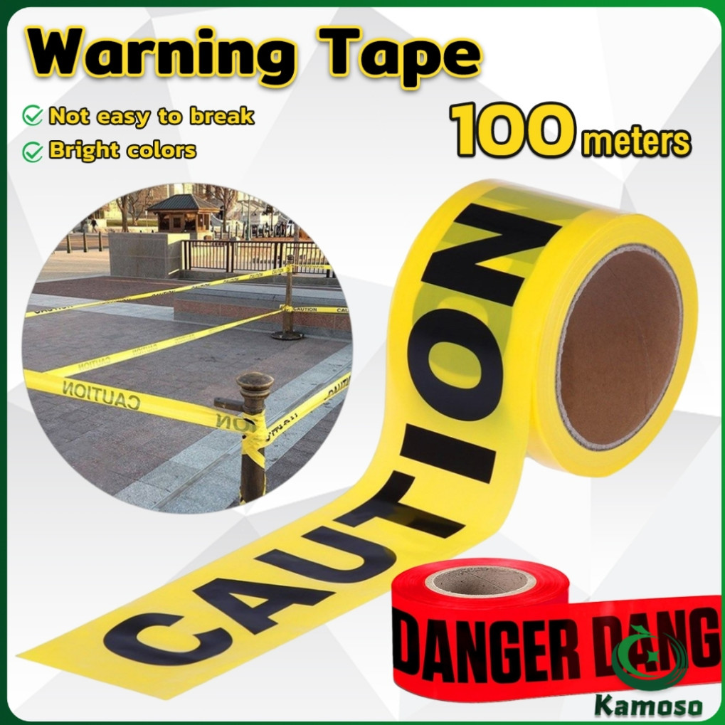 K.O. Caution Tape (Non-Adhesive) Isolated Barricade Yellow and Red Danger Warning Tape 100m/roll ...