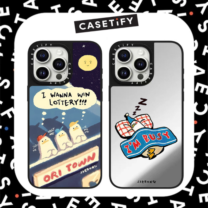 【Mirror Case】CASETiFY SseBong Cute Lazy Duck Pattern shockproof Case ...