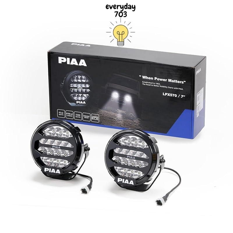 PIAA LED Auxiliary Lamp 5500K 12V 42W 6700lm Driving Beam Round IP68 ...