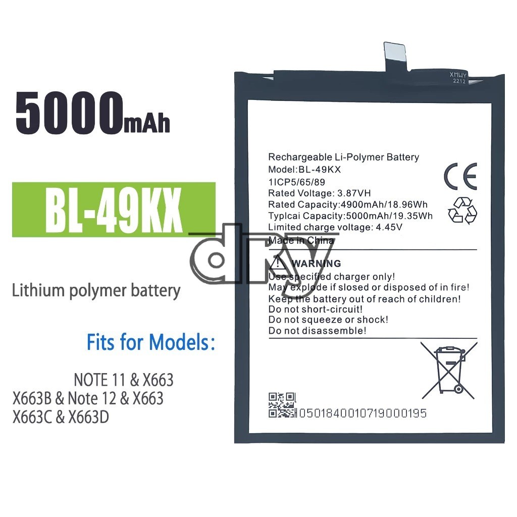 Infinix New Battery BL-49KX 5000mAh Battery For 59/2000 Note 11/X663 ...