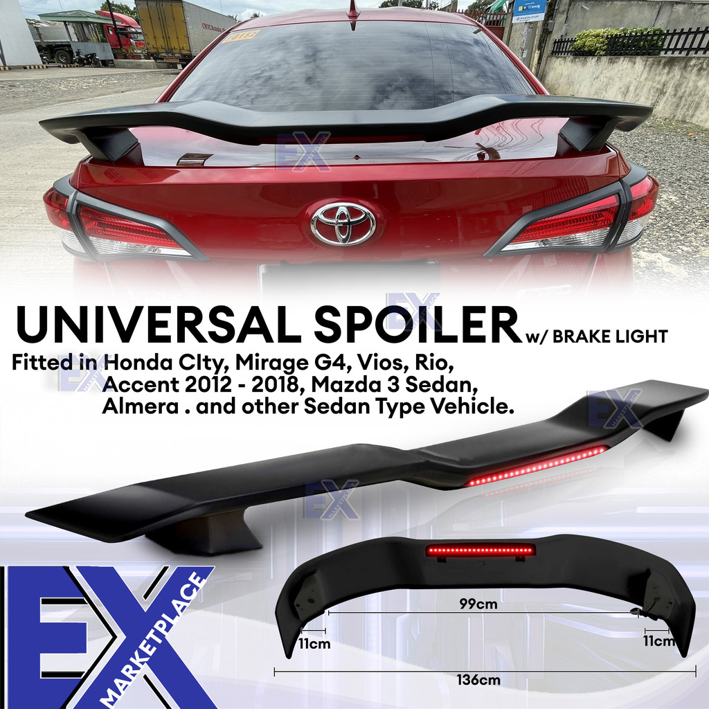 Universal Spoiler for Honda City, Vios, Mirage G4, Accent 2011 to 2018 ...