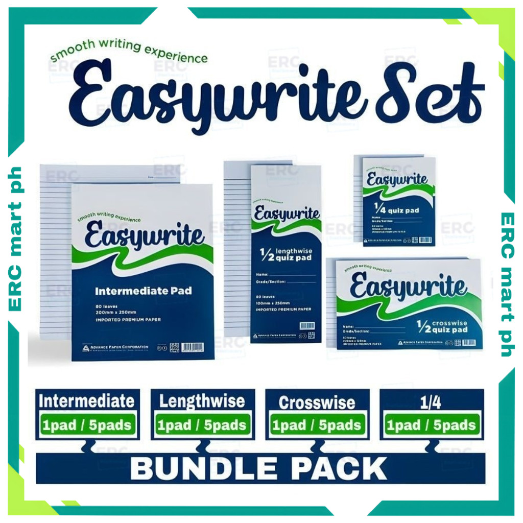 ERC 400 Leaves: Easywrite Quiz Pad Set 1/4, 1/2 Crosswise Lengthwise ...