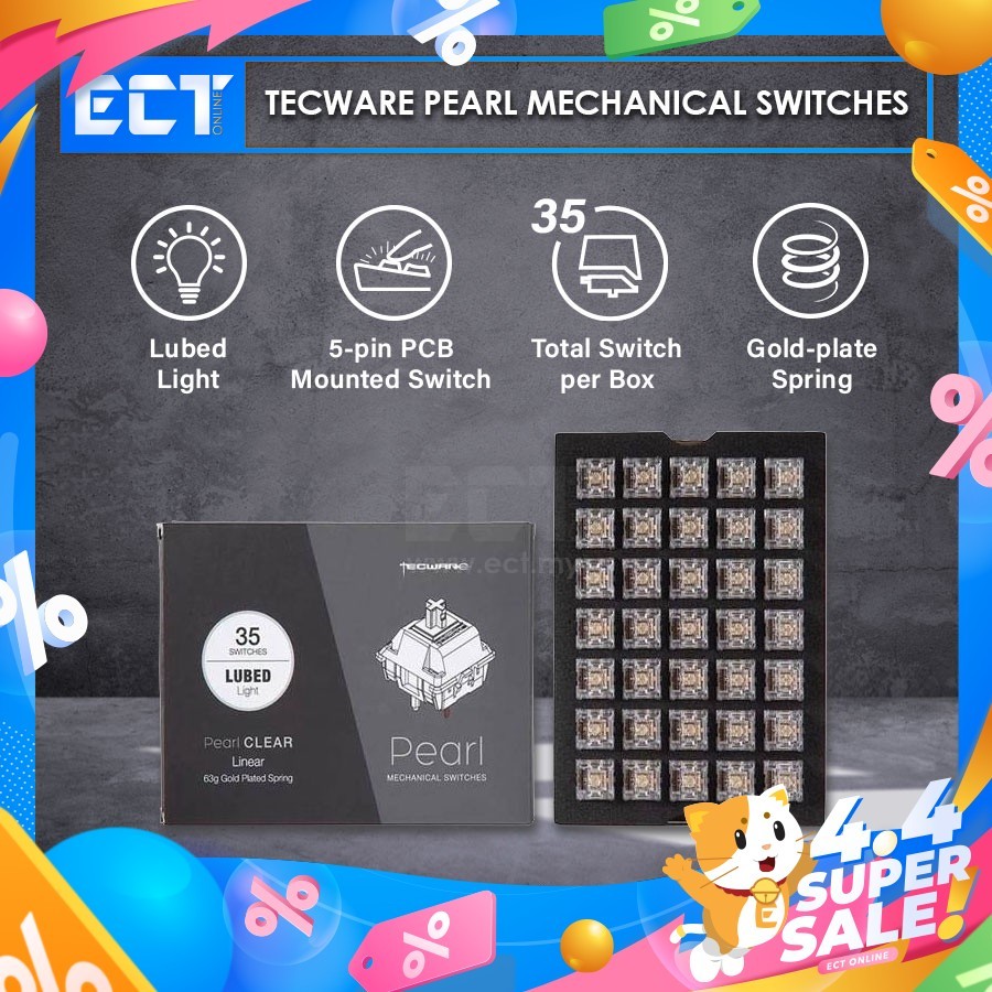 Tecware Pearl Mechanical Switches 35pcs - ( Pearl Clear / Purple ...