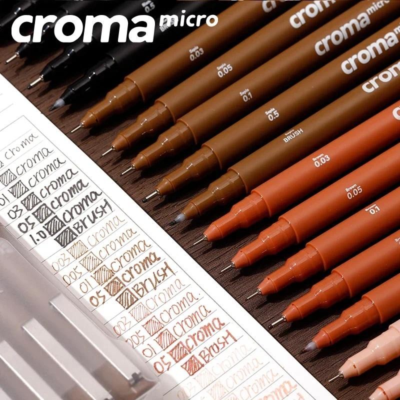 Croma Micro Fineliner Art Calligraphy Pens set soft Needle Tip Artist ...