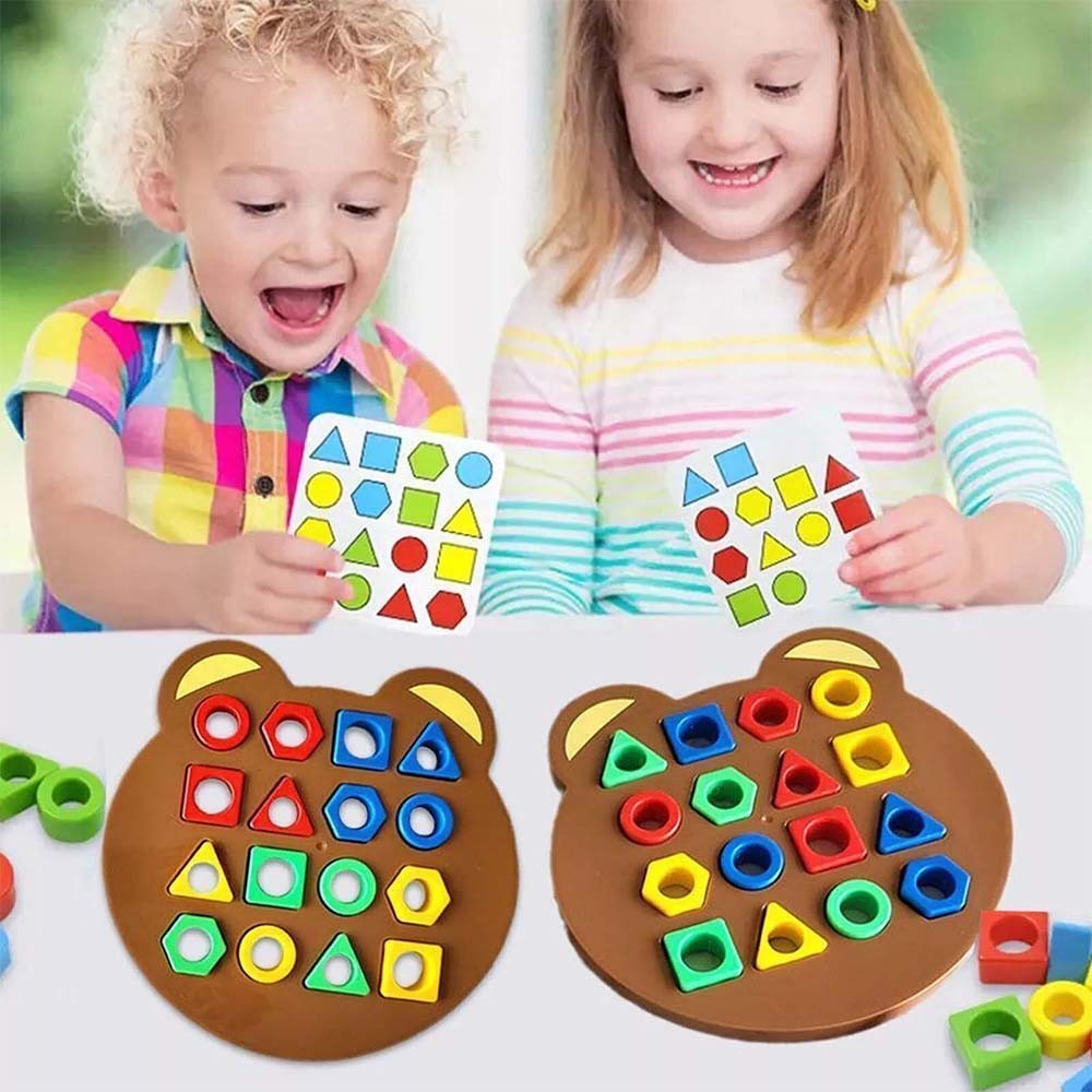Kids Puzzles Geometric Shape Matching Game Board Color Sensory ...