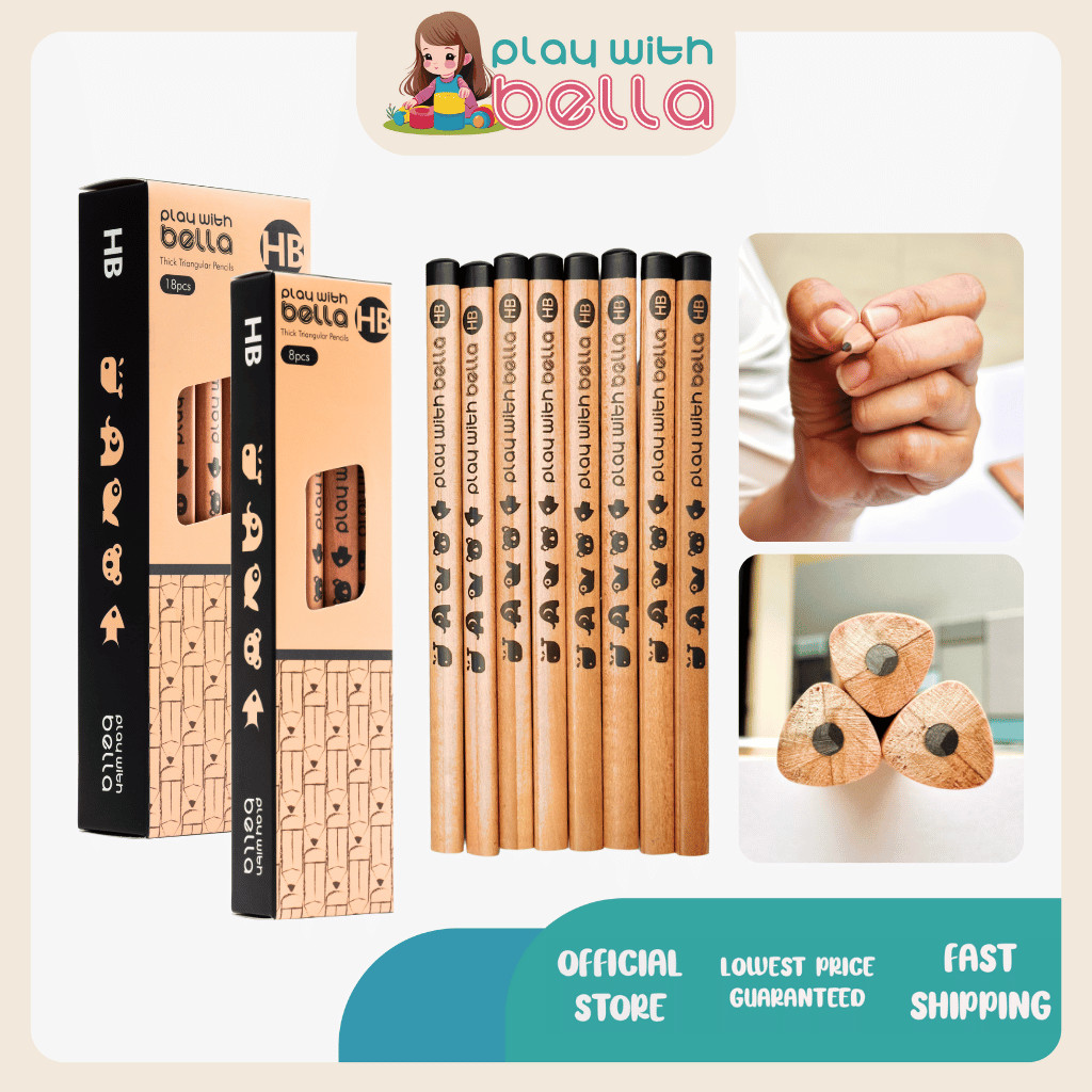 Play with Bella Thick Triangular HB Pencils for Kids | Shopee Philippines