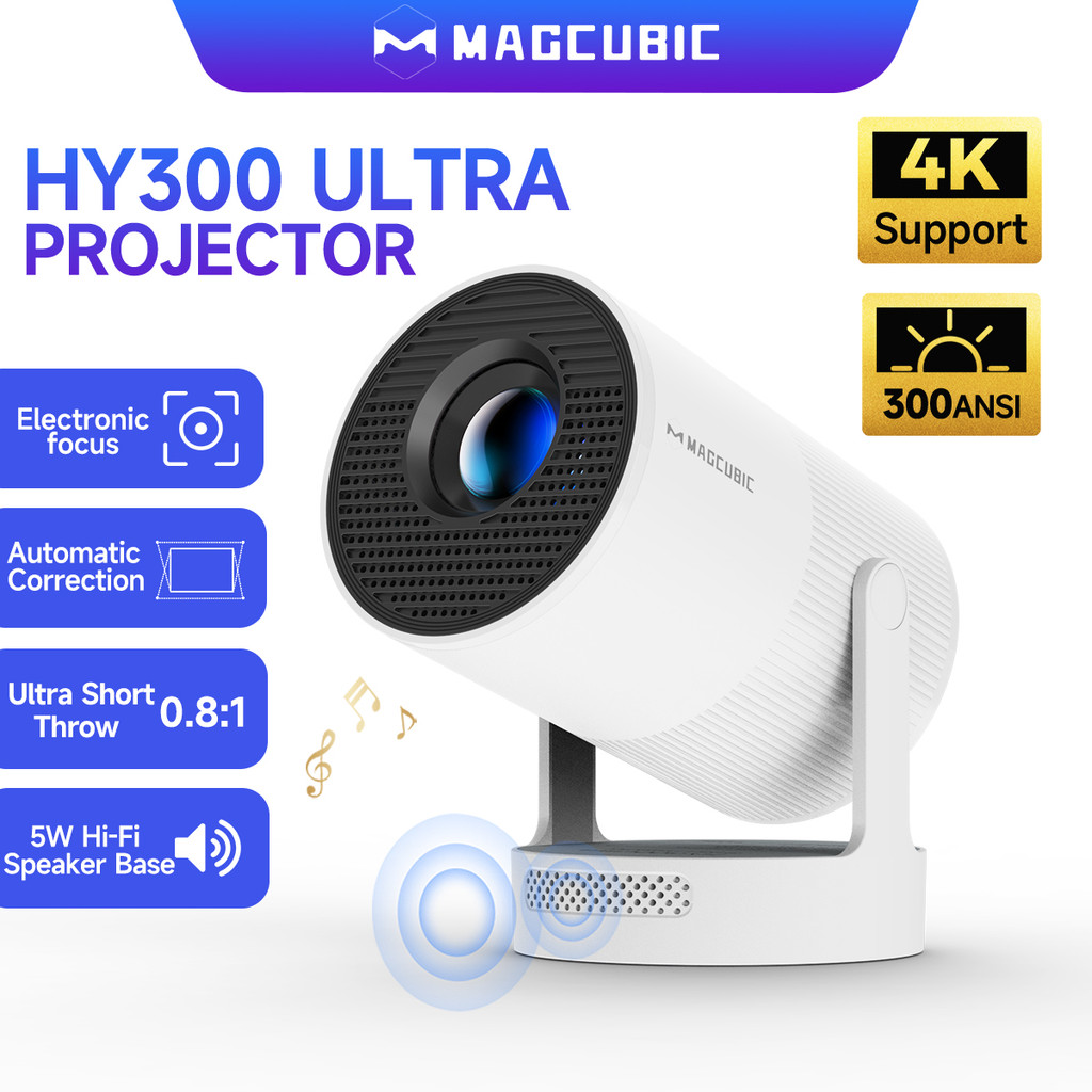 Magcubic HY300 Ultra Projector 4K with Electronic Focus 720P 300ANSI 5W Speaker Portable Cinema ...