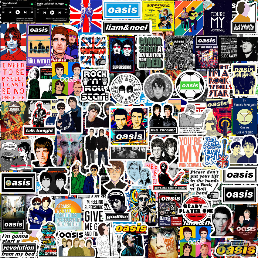 100Pcs/Set ★★★ Oasis . Rock Band Mini Diary Manual Stickers （Size：2~3cm ...