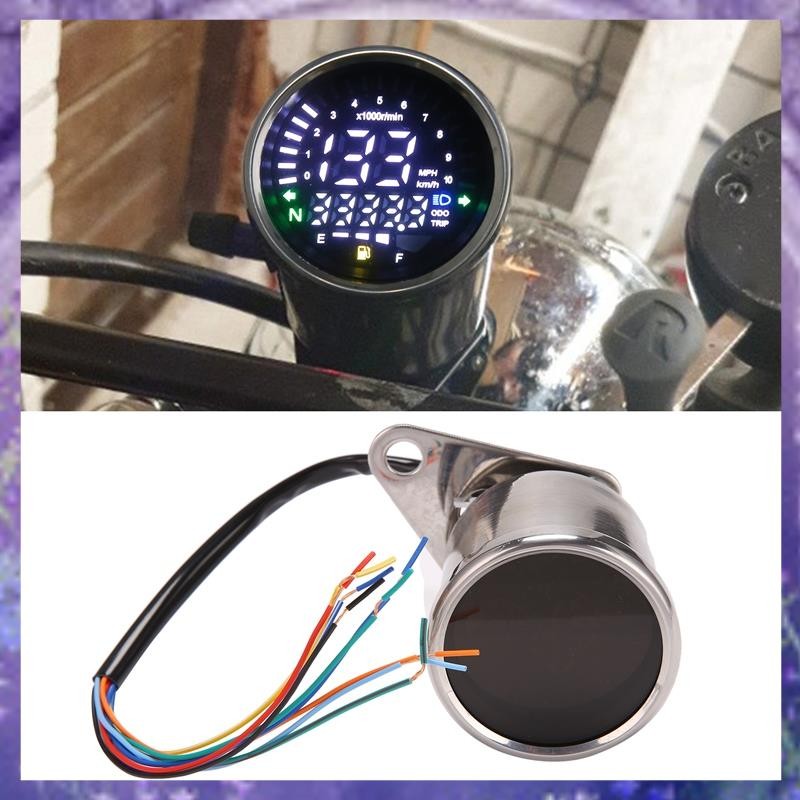 [P K A M] Universal Motorcycle Meter Speedometer Digital Odometer Round ...