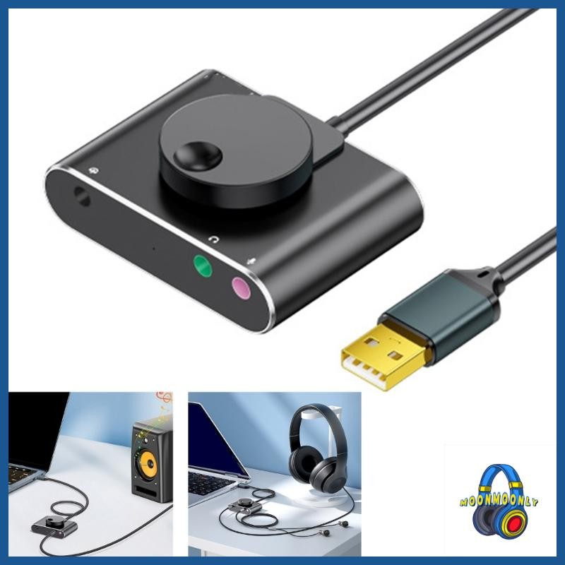MOOMMY USB Soundcard External USB Sound Card With Volumes Control USB ...