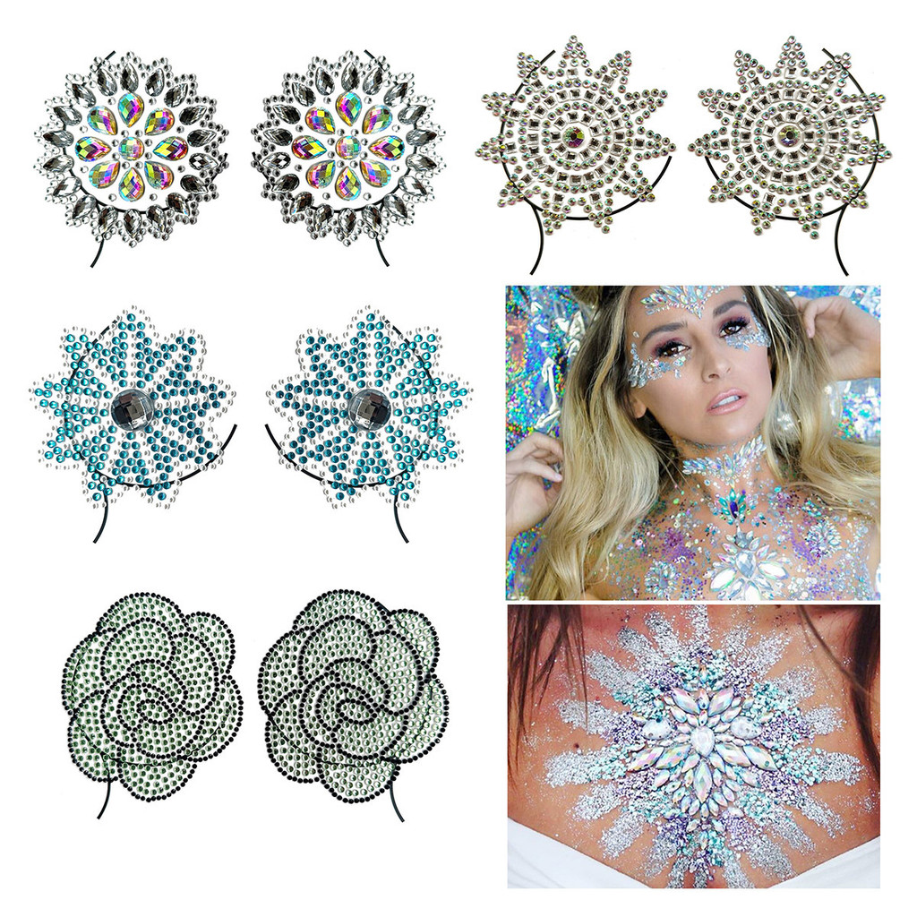 Chest Sticker Resin Diamond Tattoo Sticker Show Makeup Bar Carnival ...