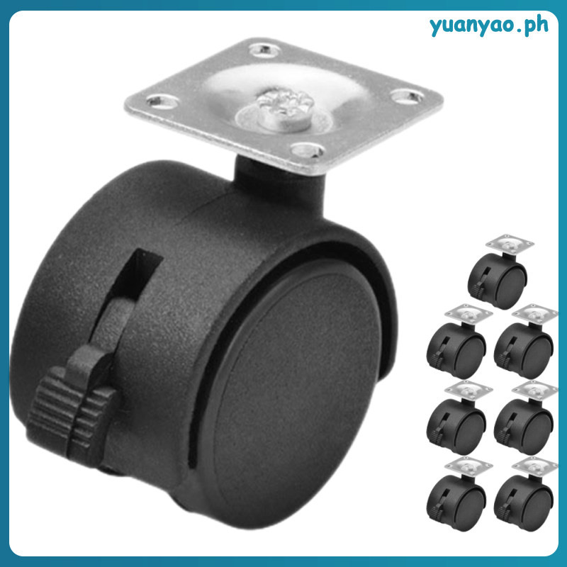 Castor Wheels L-shaped Screw Thread Flat Nylon Universal Hardwood Floor ...