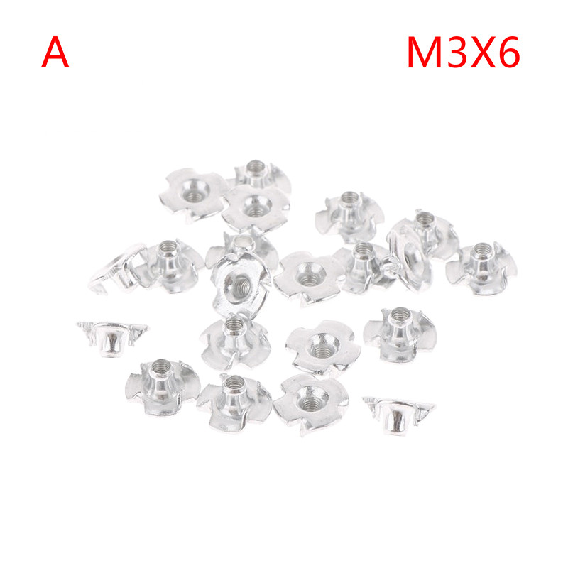 GMARTY 20pcs M3 M4 M5 M6 M8 M10 Zinc Plated Four Claws Nut Speaker T-nut Blind Pronged Insert ...