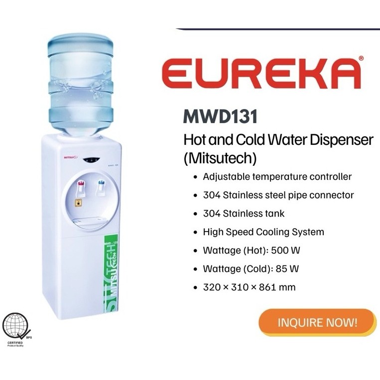 Eureka Mitsutech Hot & Cold Water Dispenser MWD-131 | Shopee Philippines