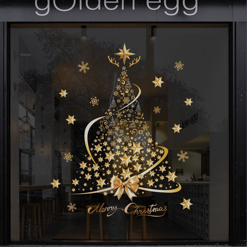 [BLINKNPH] Festive Gold Star Window Stickers for a Magical Christmas ...