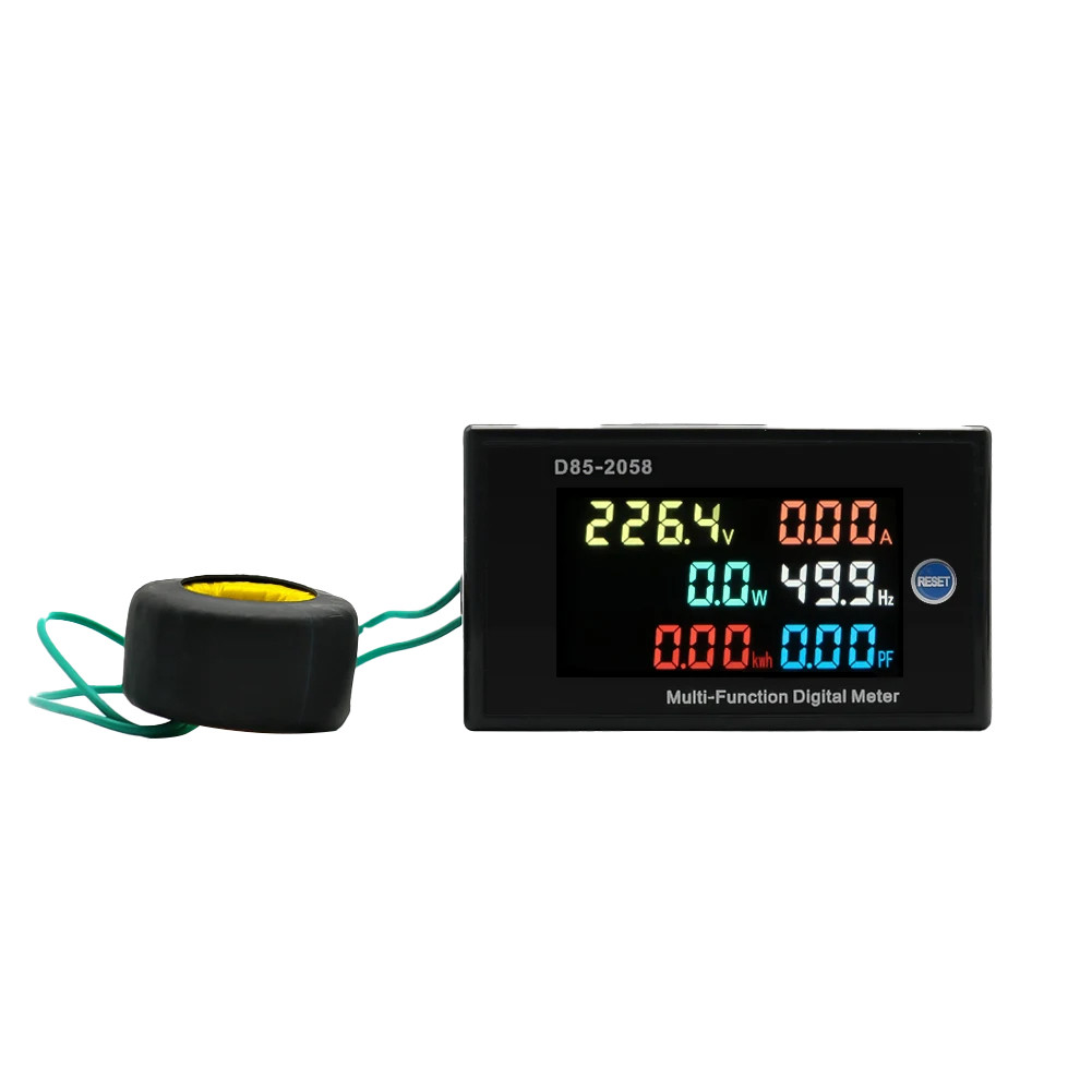 D85-2058 Single-Phase AC Panel Meter Digital LCD Volt Amp Frequency ...